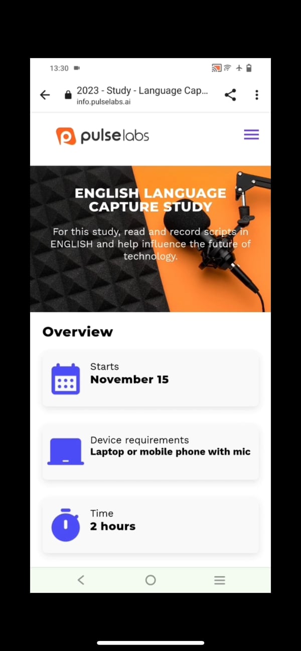 How to complete the Language Capture Study on an Android Phone?