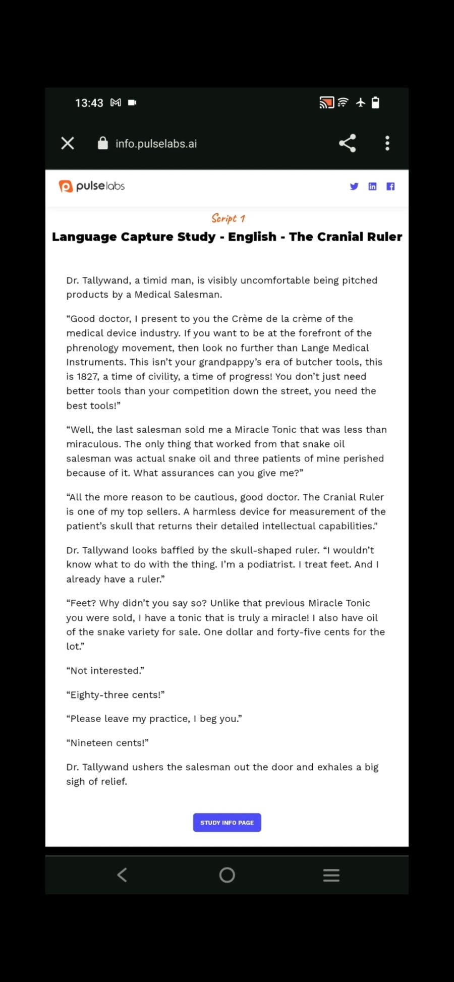 How to complete the Language Capture Study on an Android Phone?